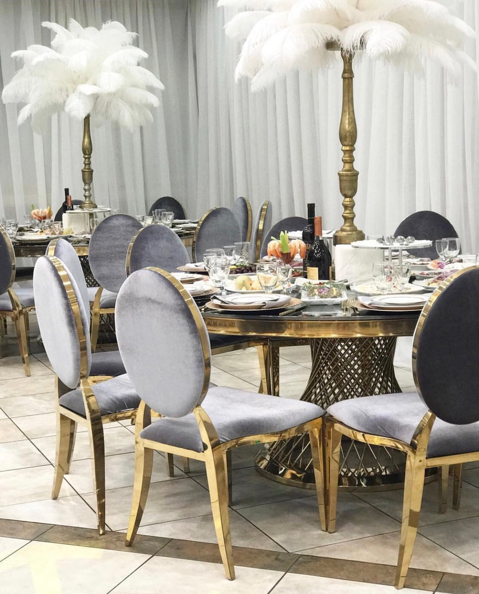 Charcoal/Gold Washington Chair – Milla Event Rentals