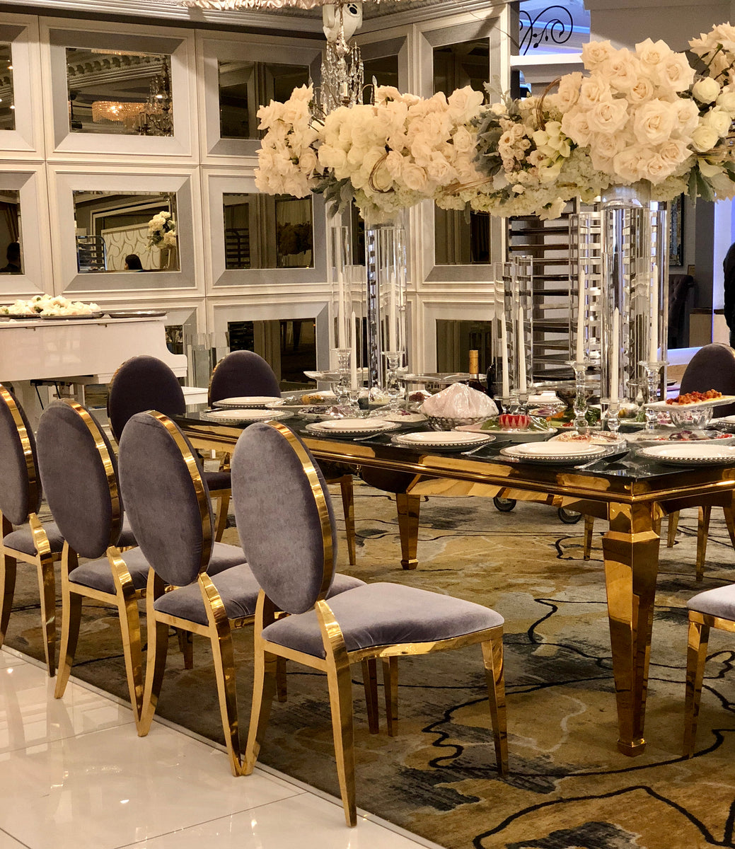 Charcoal/Gold Washington Chair – Milla Event Rentals