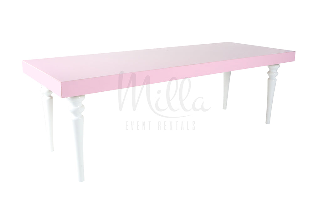 Alexa Pink 3x8 Table White Legs – Milla Event Rentals