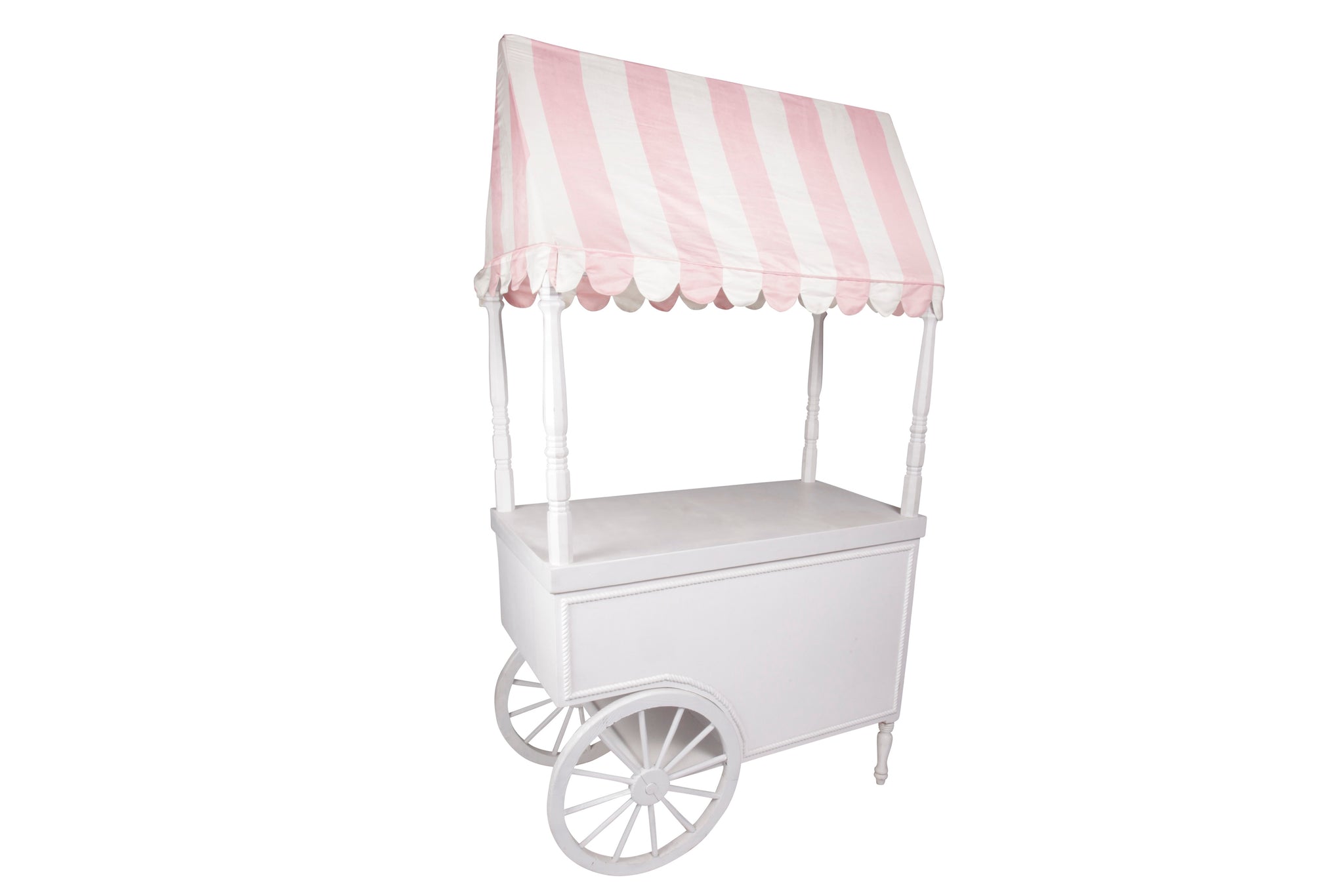 Pink and White Stripe Cart – Milla Event Rentals